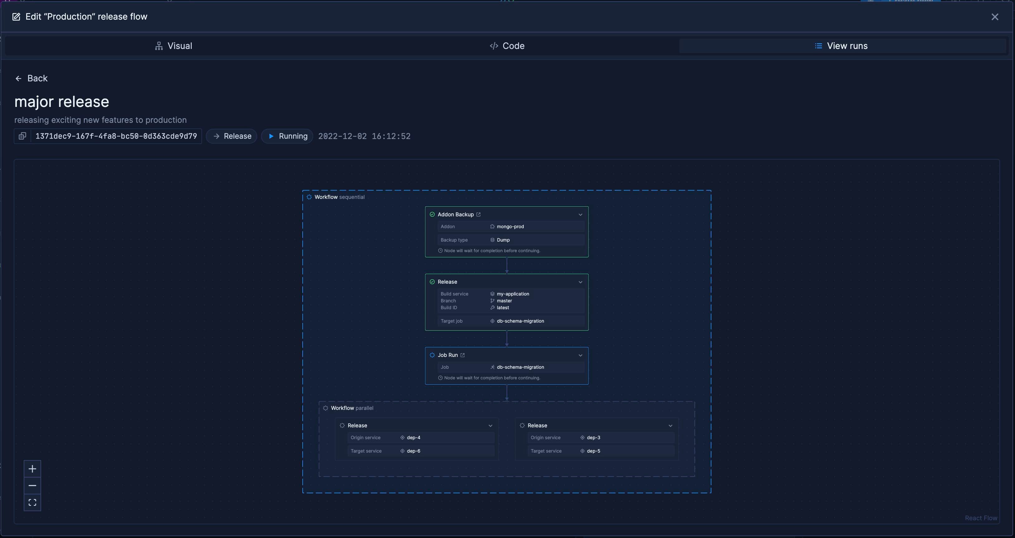 An Example Of A Release Flow Run In The Northflank Application